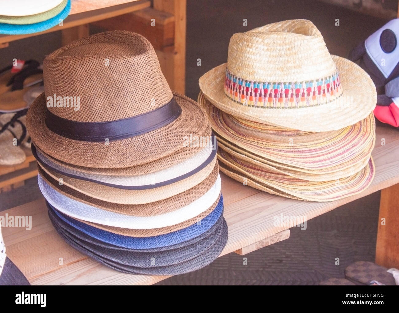 A shop full of hat, at a market Stock Photo - Alamy