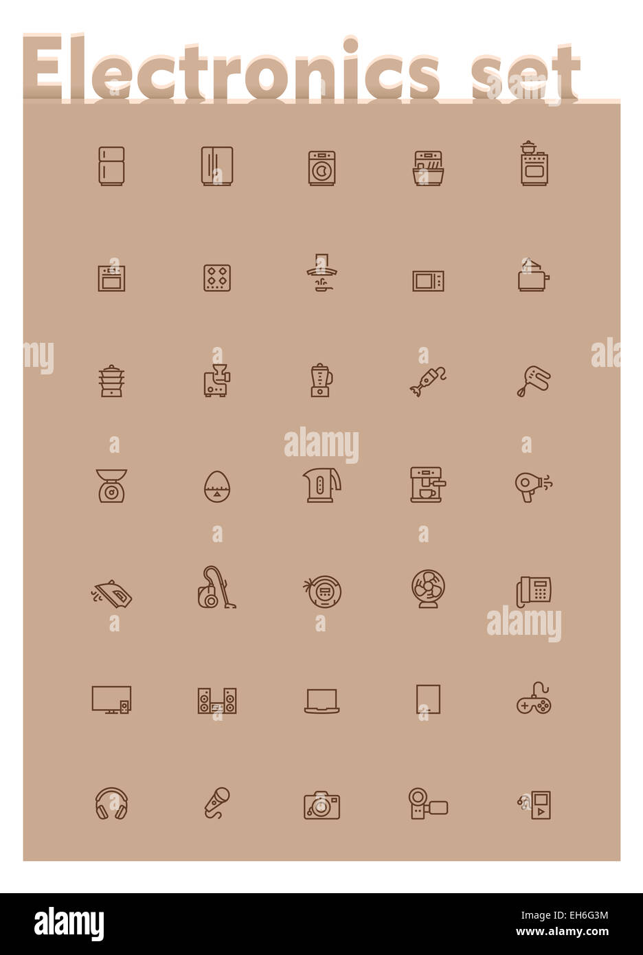 Vector domestic electronics icon set Stock Photo - Alamy