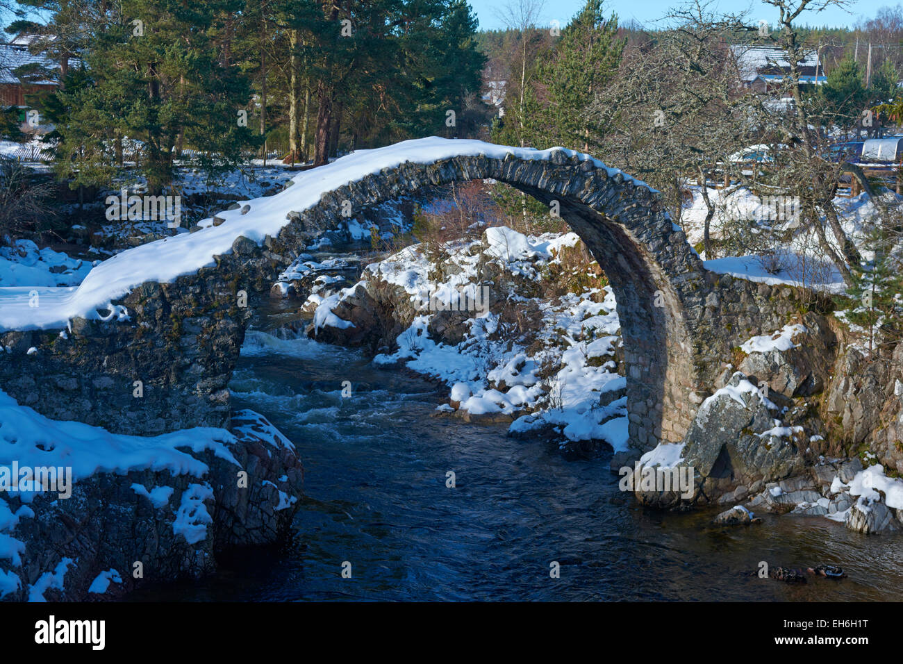 Carrbridge in Winter - Carrbridge, Highlands, Scotland, UK Stock Photo ...