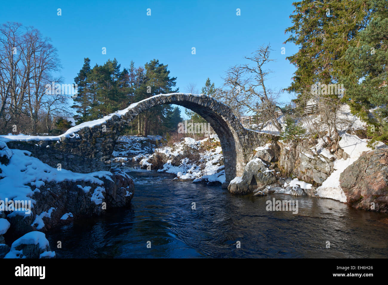 Carrbridge in Winter - Carrbridge, Highlands, Scotland, UK Stock Photo ...