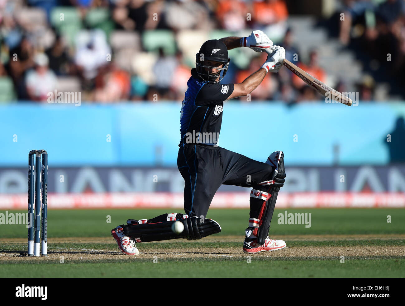Napier, New Zealand. 08th Mar, 2015. Grant Elliott batting during the ...