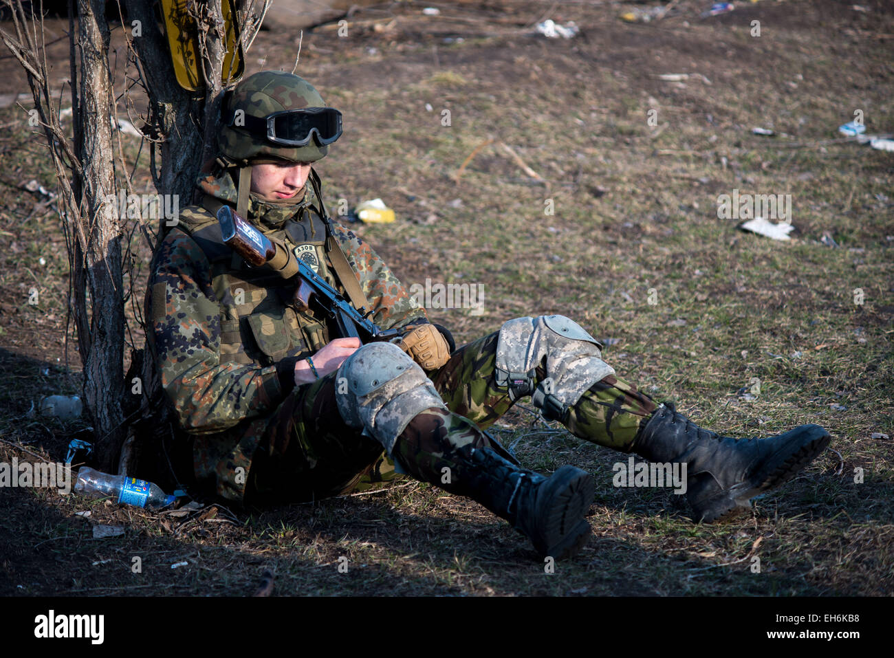 Berdyansk Oblast, Ukraine - March, 7, 2015: An Azov Battalion soldier ...