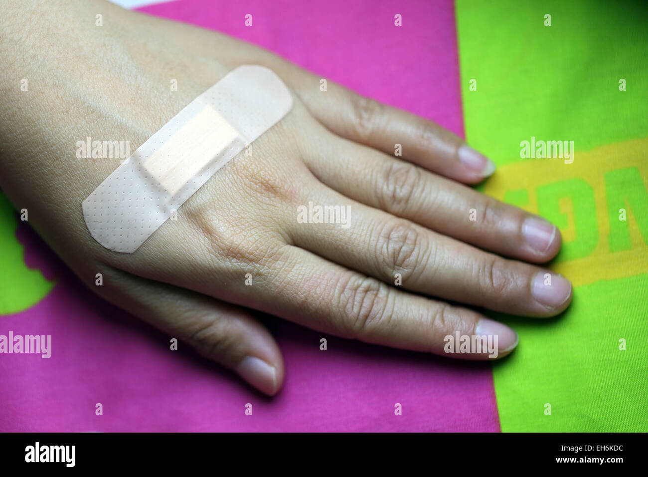 Adhesive plaster on skin of women Stock Photo - Alamy