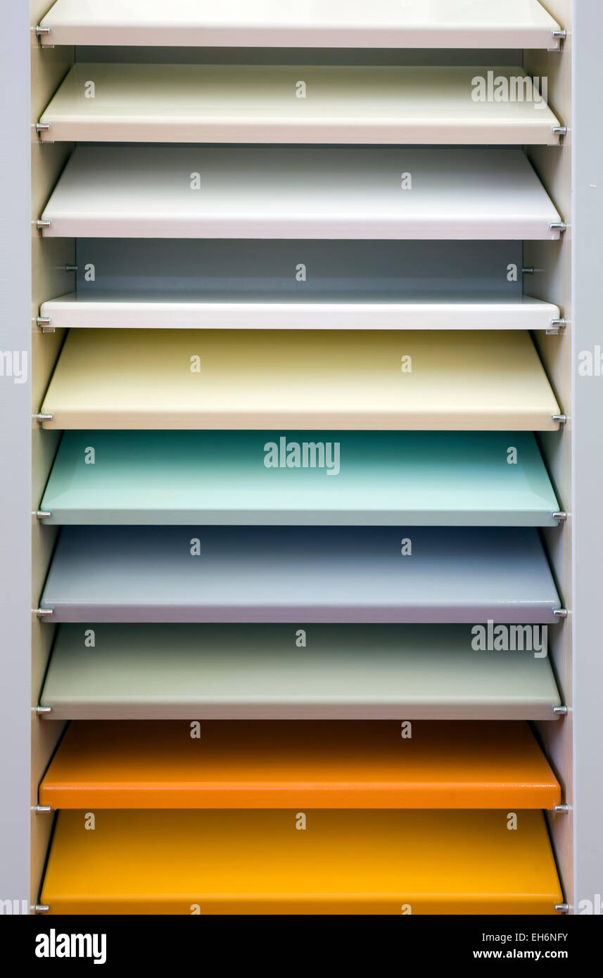 Empty Pale Colorful Bookshelf Background Stock Photo - Alamy