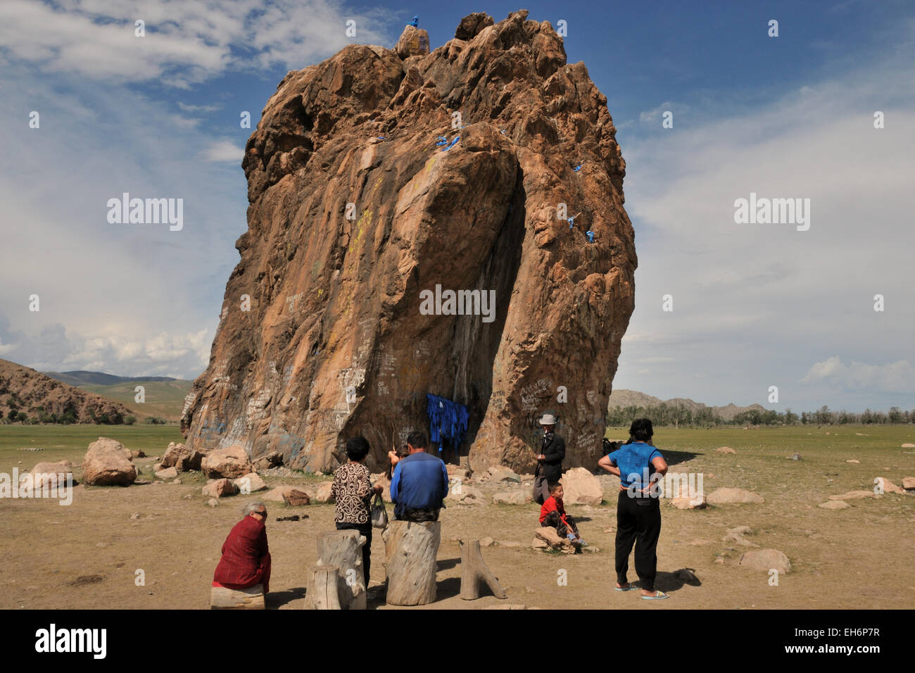 Taikhar Chuluu Rock, Local Tourists Stock Photo - Alamy