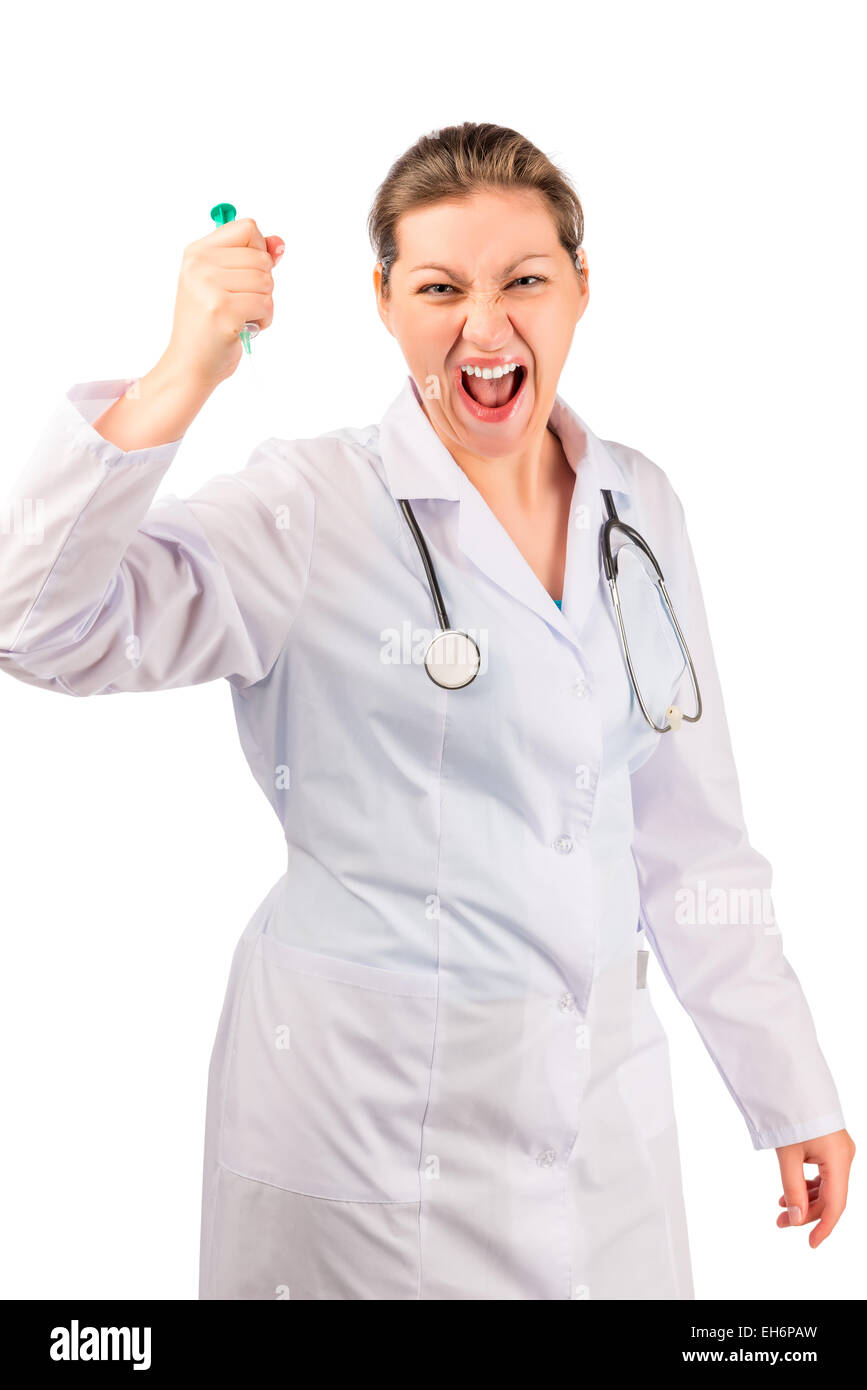 humorous picture of the doctor with a syringe Stock Photo - Alamy