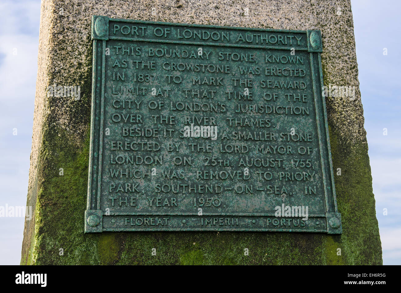 CrowStone. The marker on the north bank of the river Thames is almost ...