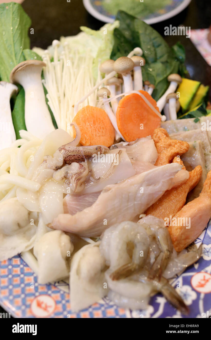 mixture of vegetable set and meat hot pot foods Stock Photo - Alamy