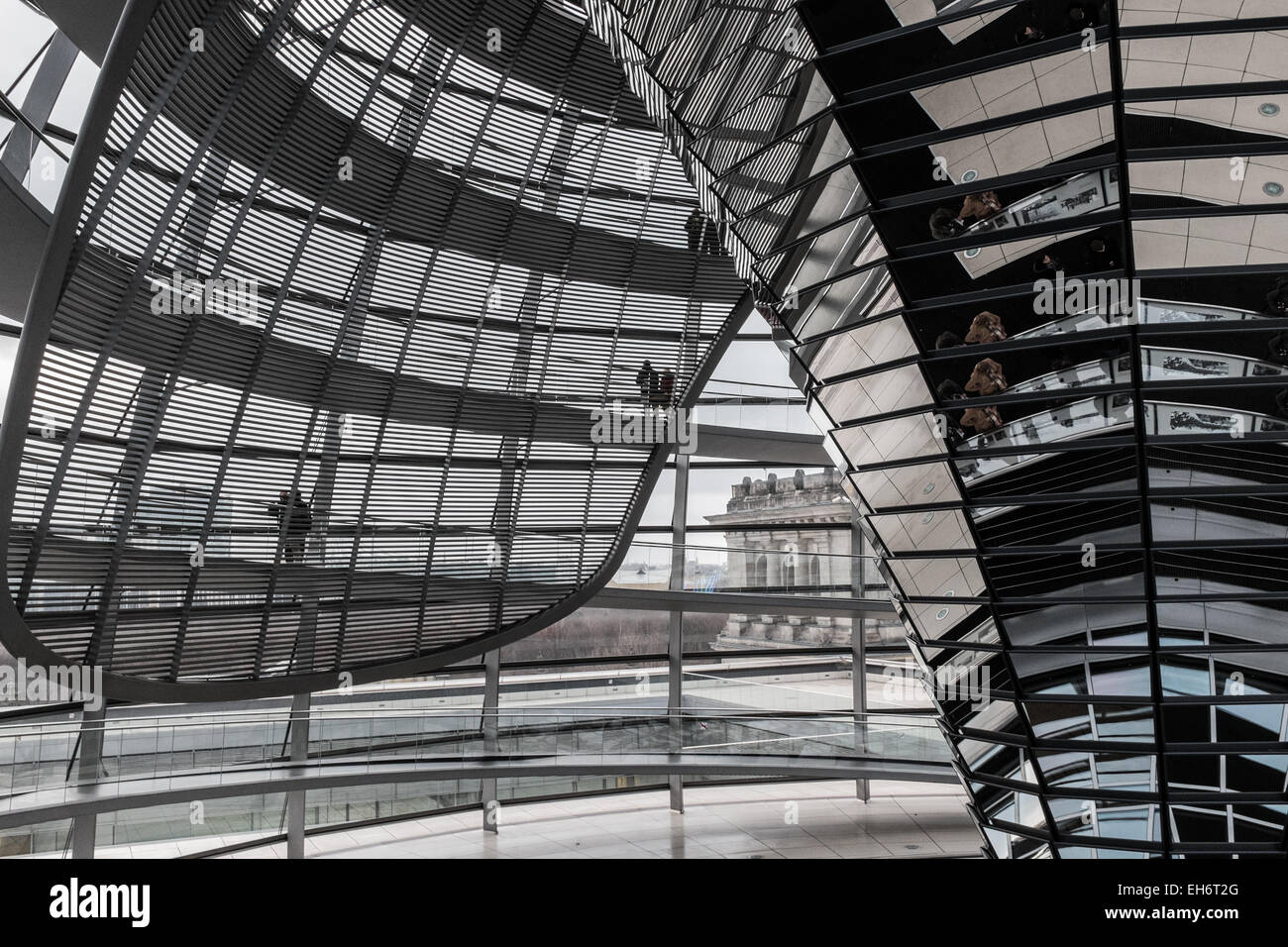 Europe, Germany, Berlin, The roof terrace and dome of the Reichstag ...
