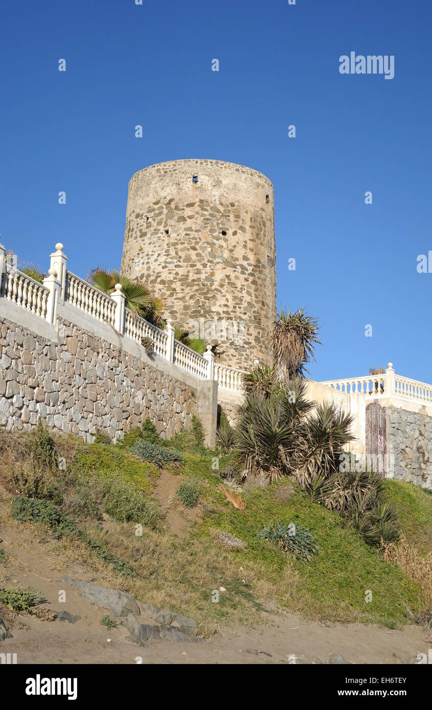 Coastal watchtower of 16th century, Torre Calahorra at Calahonda ...