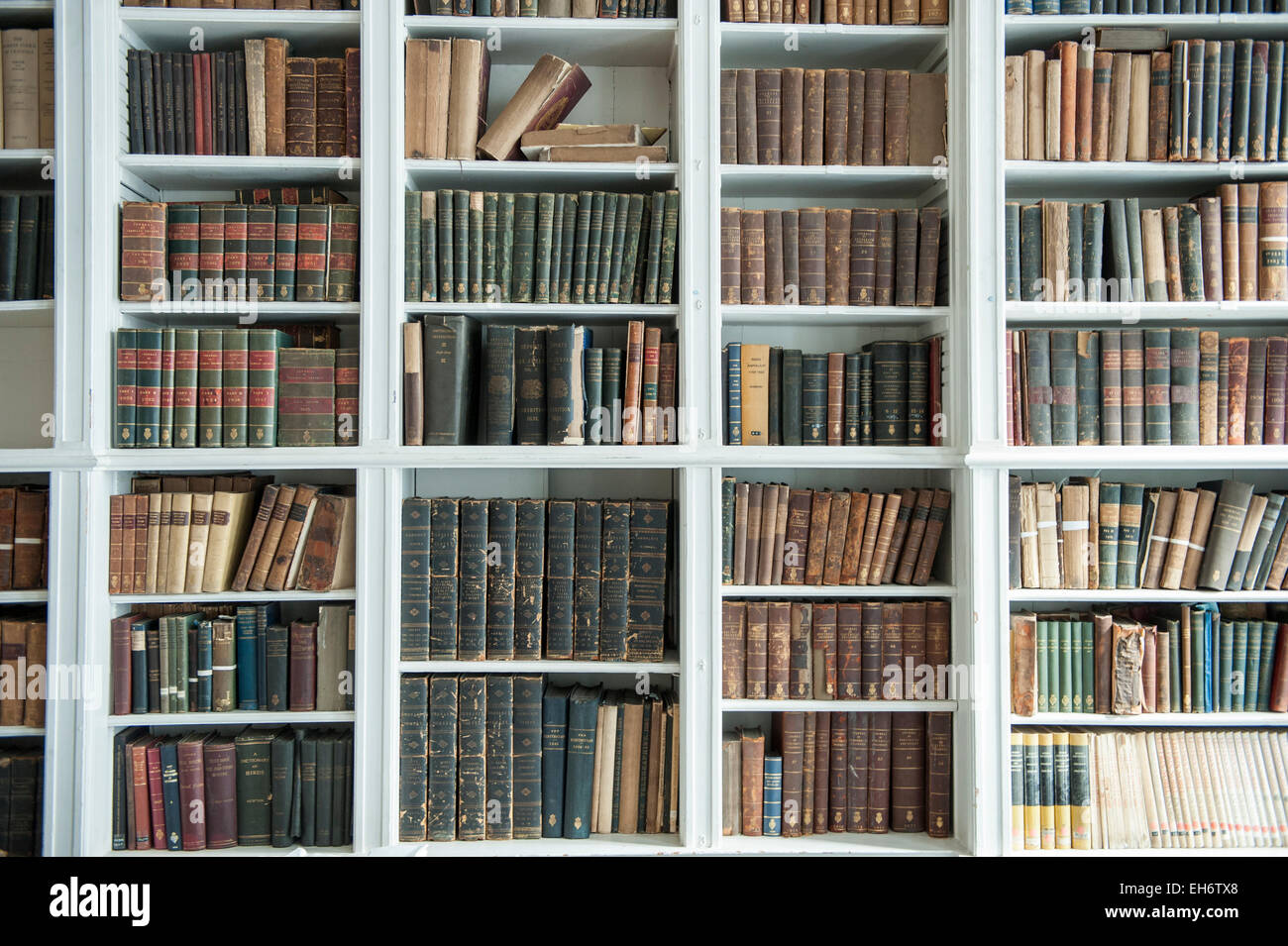 A selection of antique library books at the Royal Institution in London ...