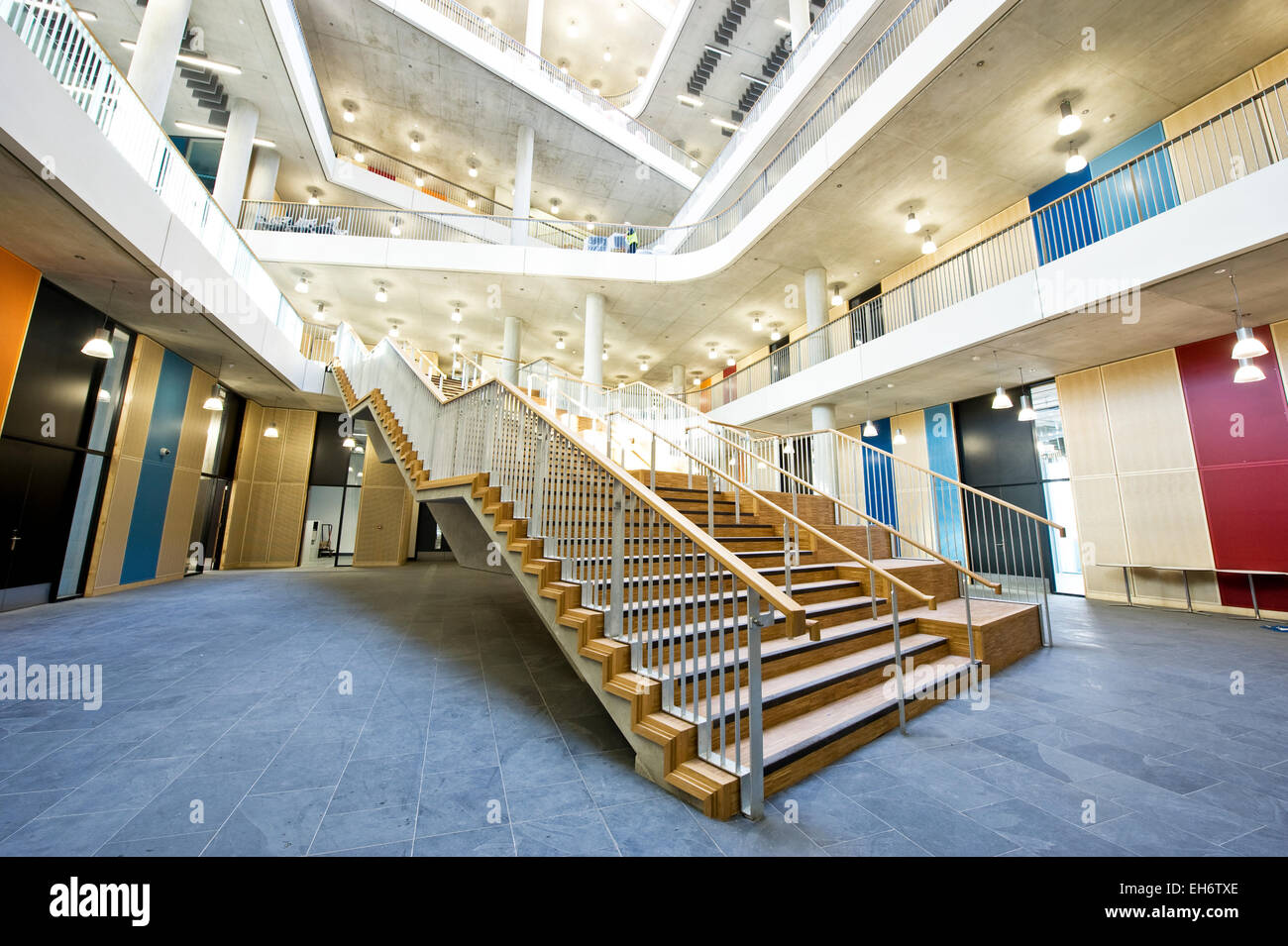 A massive staircase in the main quad of a university in London Stock ...