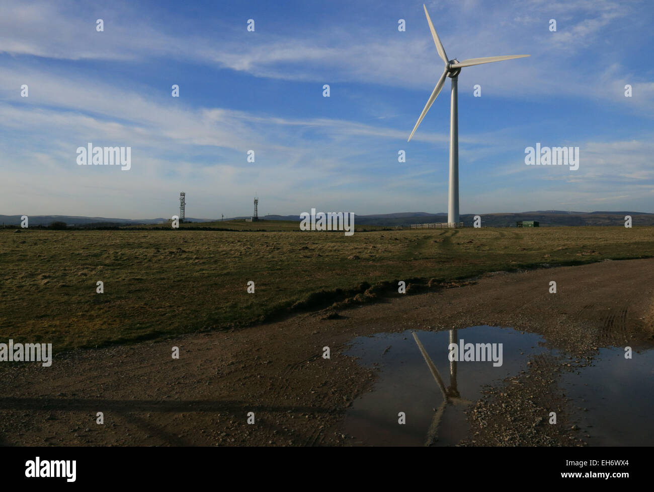 Three blade wind turbine in south Wales Stock Photo - Alamy