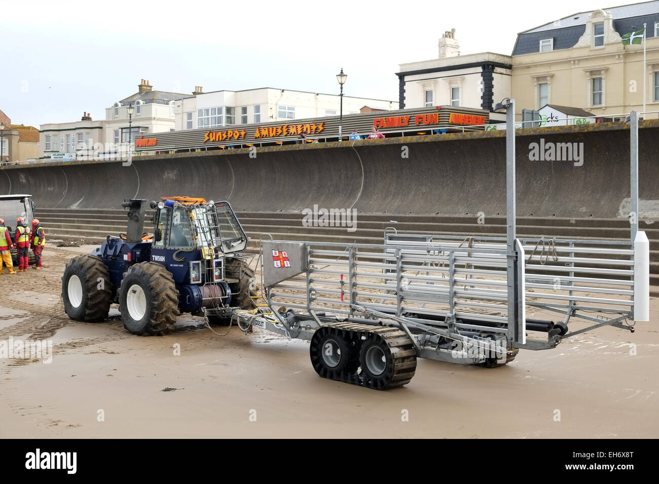 Beach tractors for Burnham on Sea inshore life boats during a Sunday ...