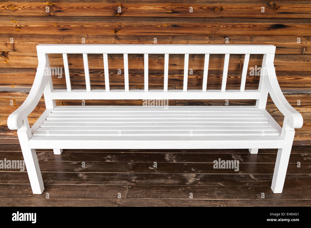 Old white wooden bench in abstract rural room interior Stock Photo - Alamy