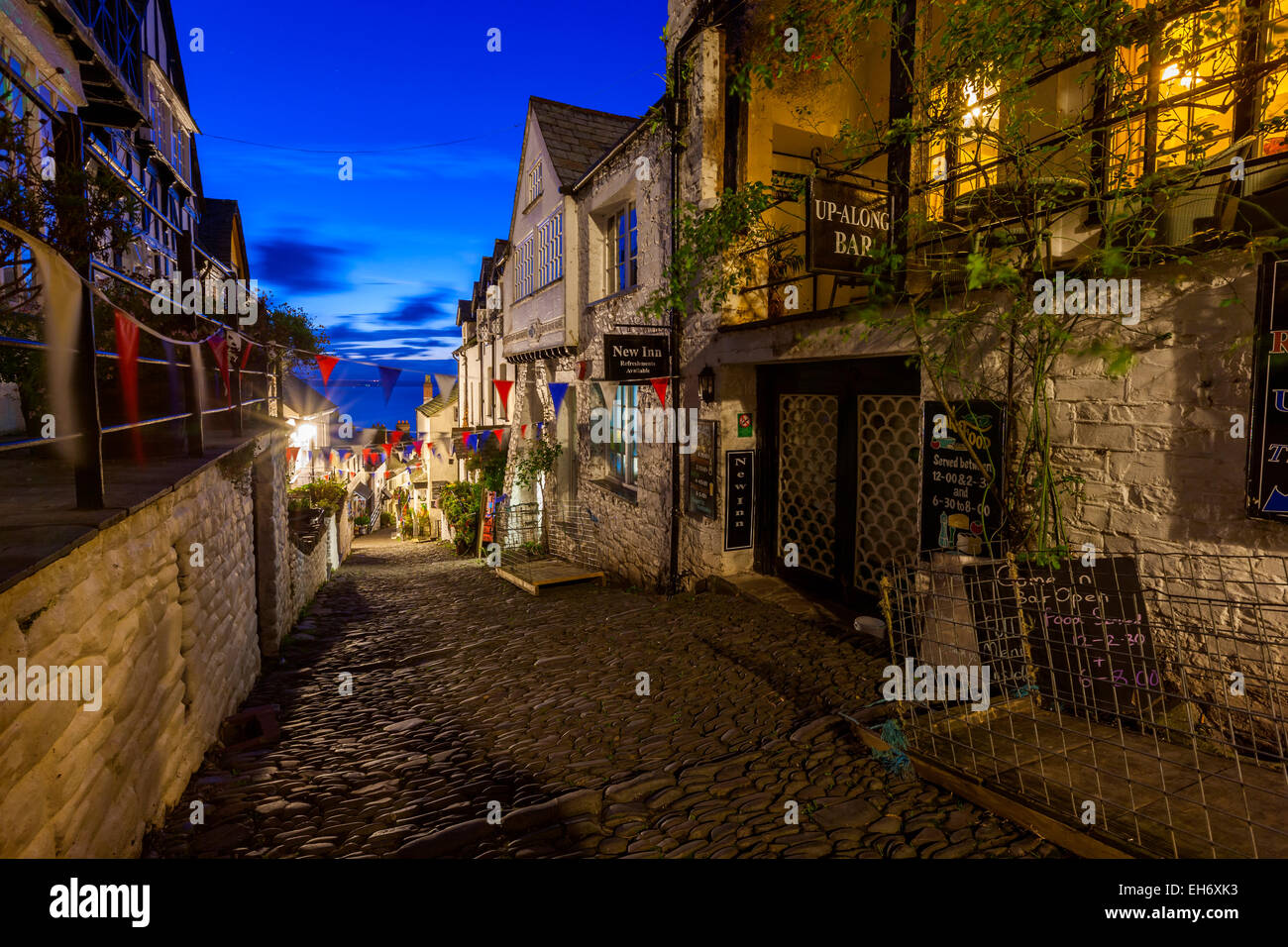 Steep narrow cobbled street leading down to the world famous fishing ...