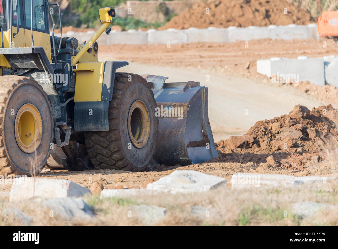 land tractor working dragging along the ground Stock Photo - Alamy