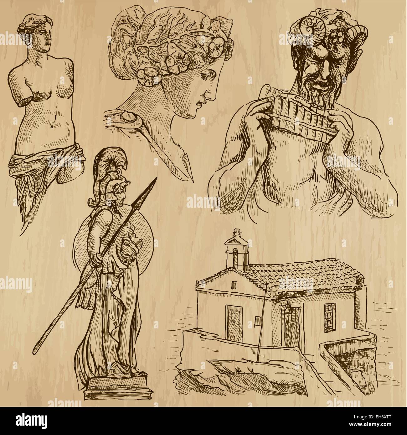 From the traveling series: GREECE - Collection of an hand drawn ...