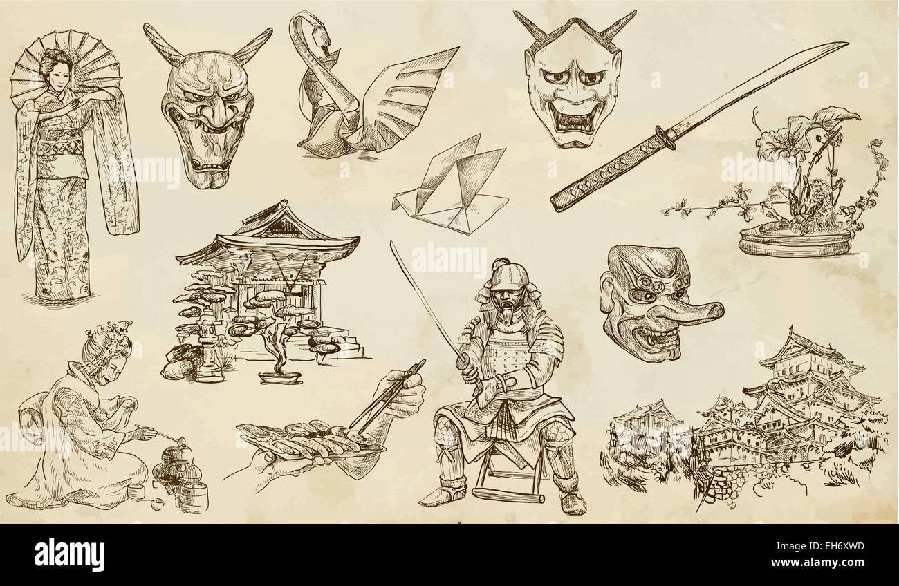 From the traveling series: JAPAN - Collection of an hand drawn ...