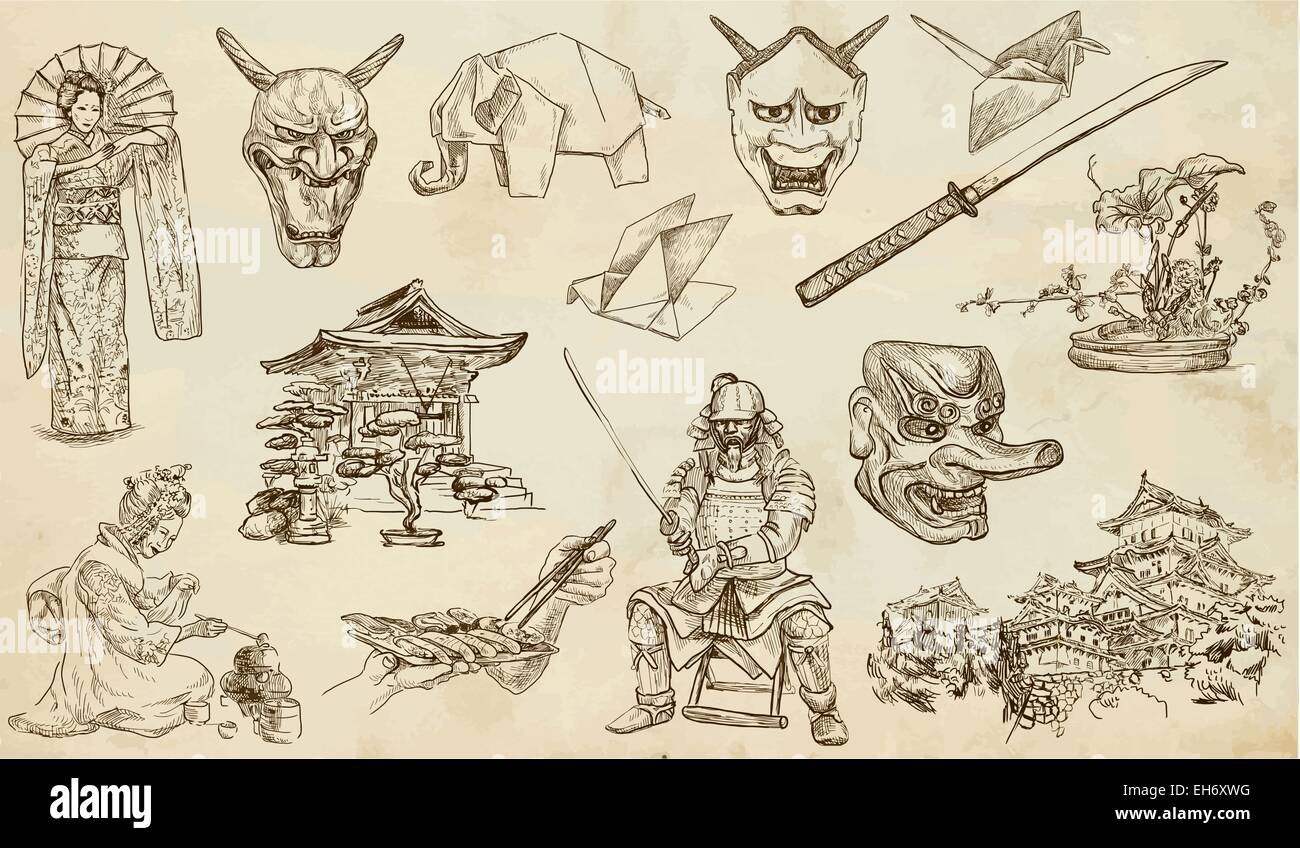 From the traveling series: JAPAN - Collection of an hand drawn ...