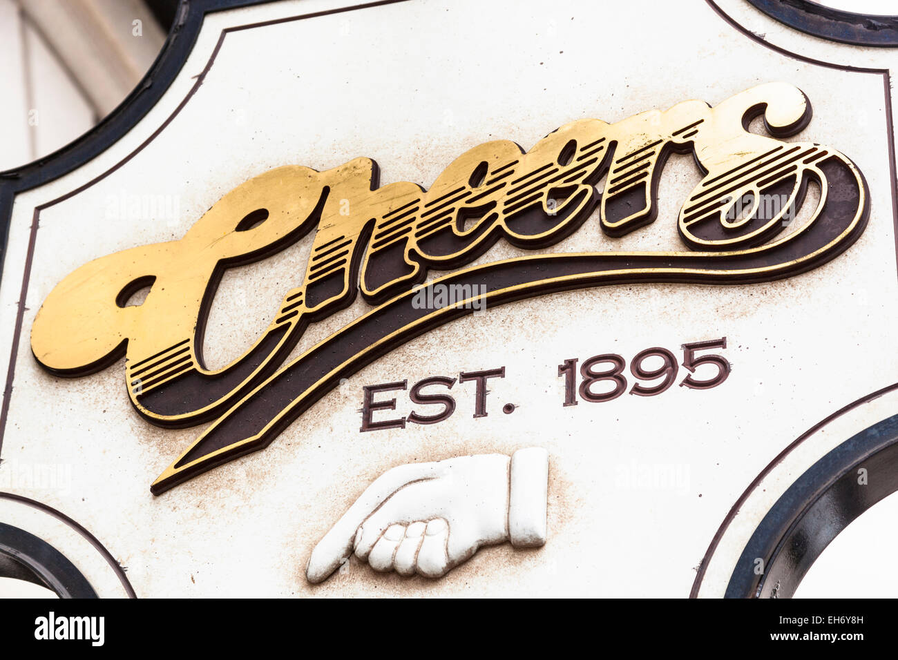 Cheers sign outside Cheers Pub and Restaurant, Beacon Street, Boston ...