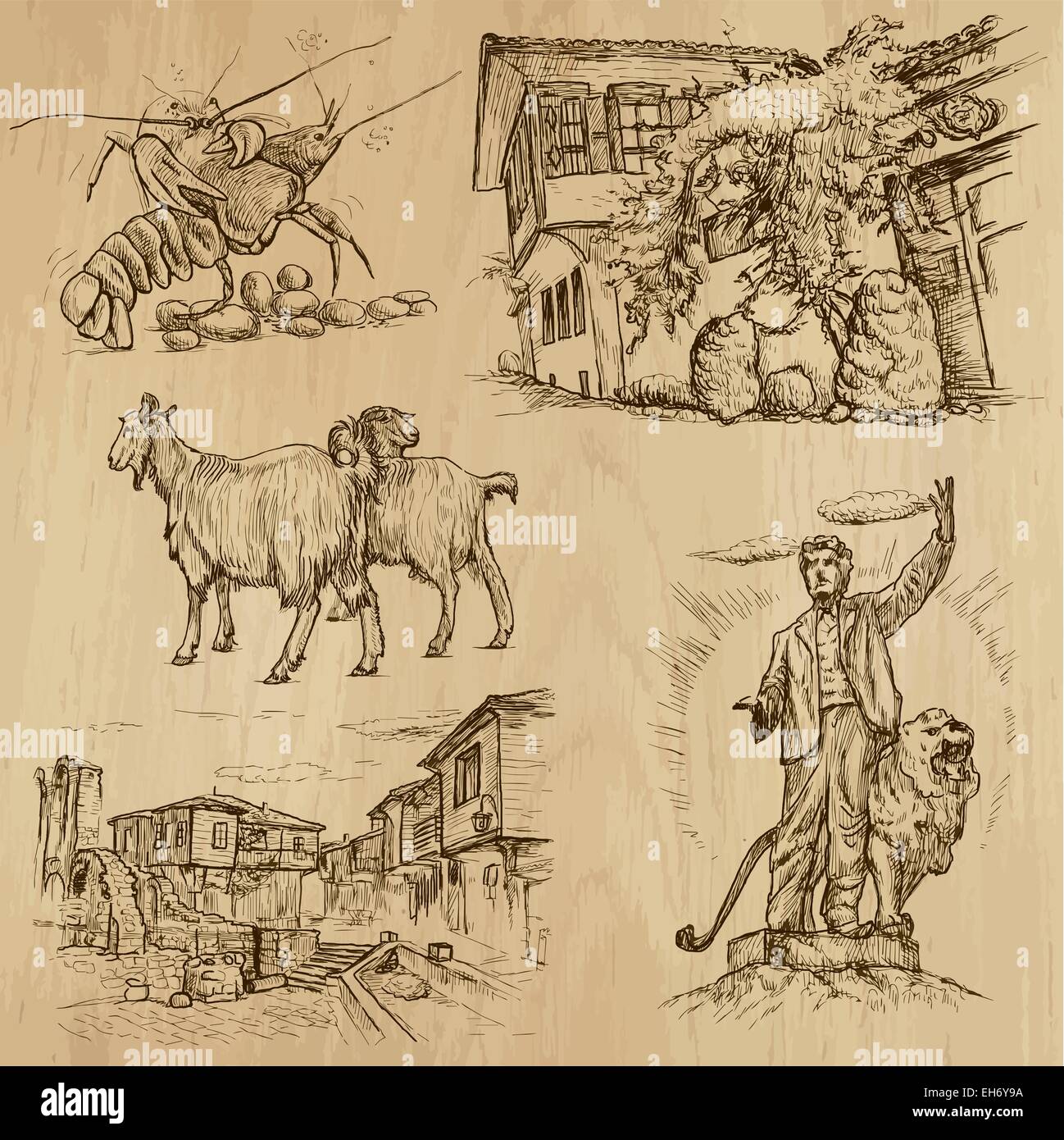 From the traveling series: BULGARIA - Collection of an hand drawn ...