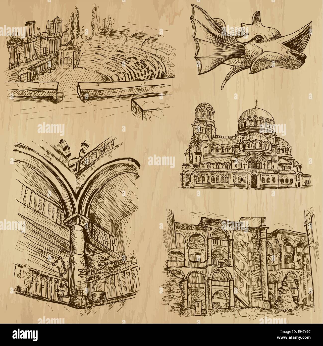 From the traveling series: BULGARIA - Collection of an hand drawn ...