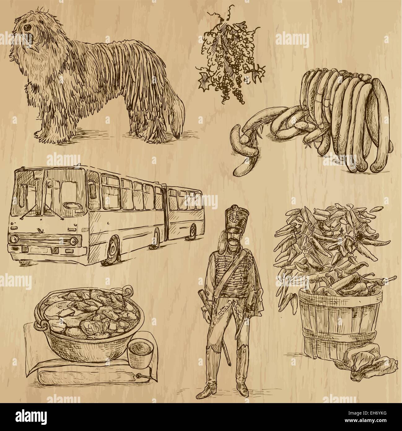 From the traveling series: HUNGARY - Collection of an hand drawn ...
