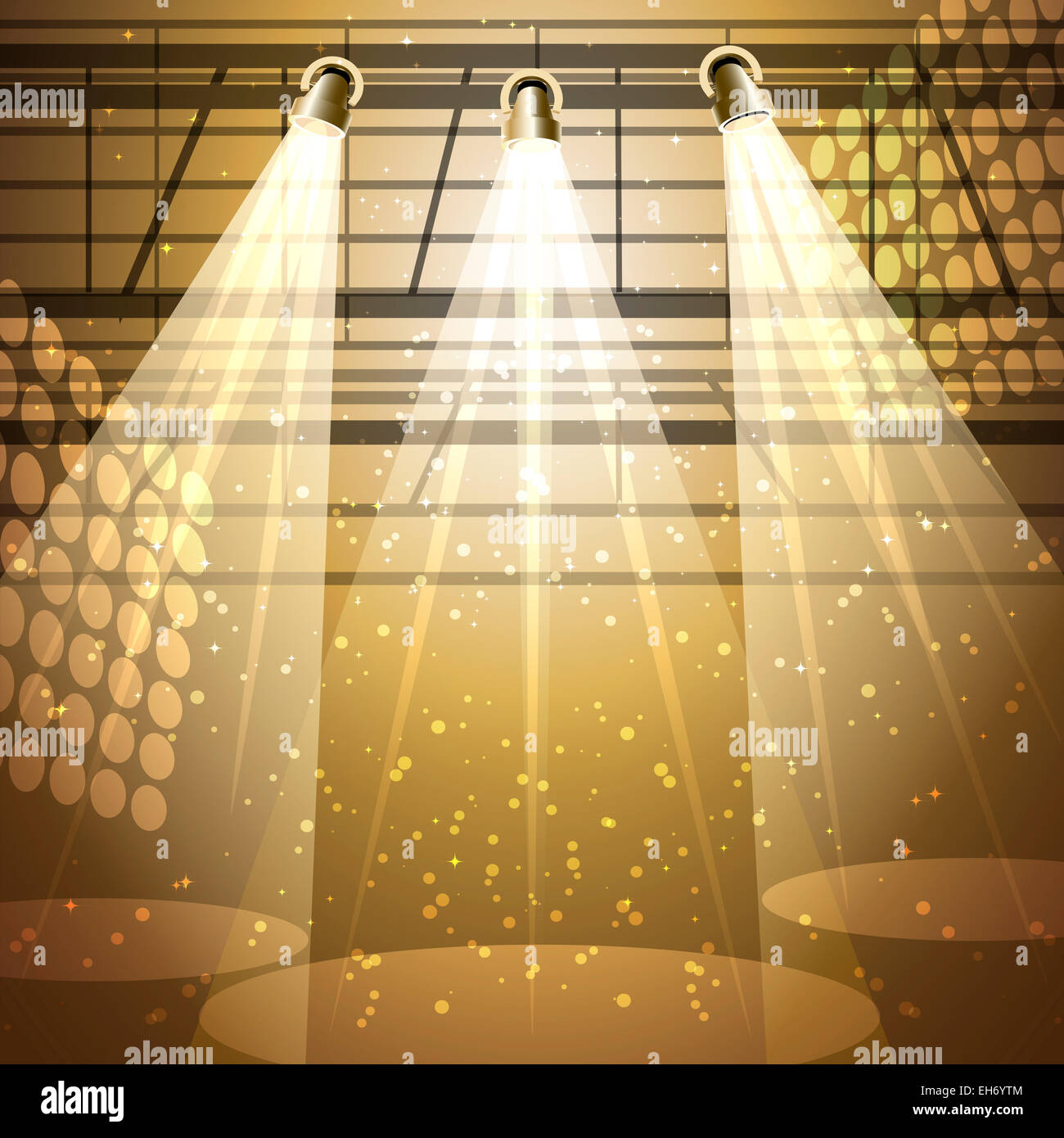 Illustration with shining theatrical stage drawn in realistic style ...