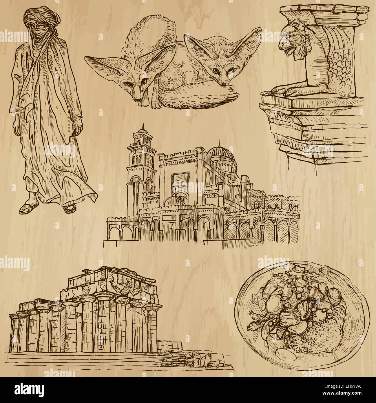 From the traveling series: LIBYA - Collection of an hand drawn ...