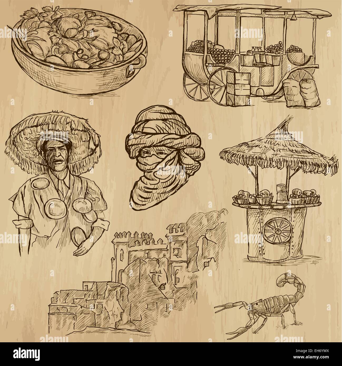 From the traveling series: MOROCCO - Collection of an hand drawn ...