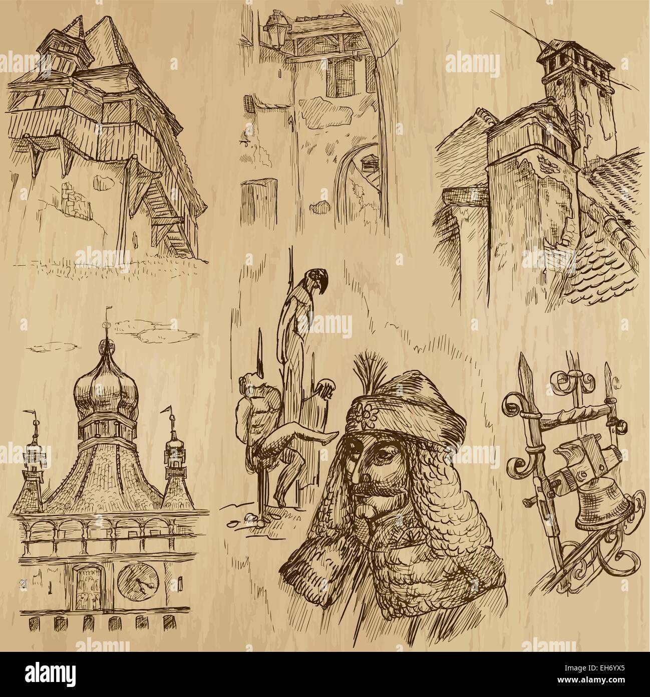 From the traveling series: ROMANIA - Collection of an hand drawn ...