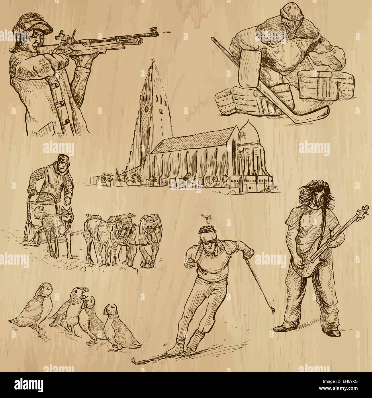 From the traveling series: SCANDINAVIA - Collection of an hand drawn ...