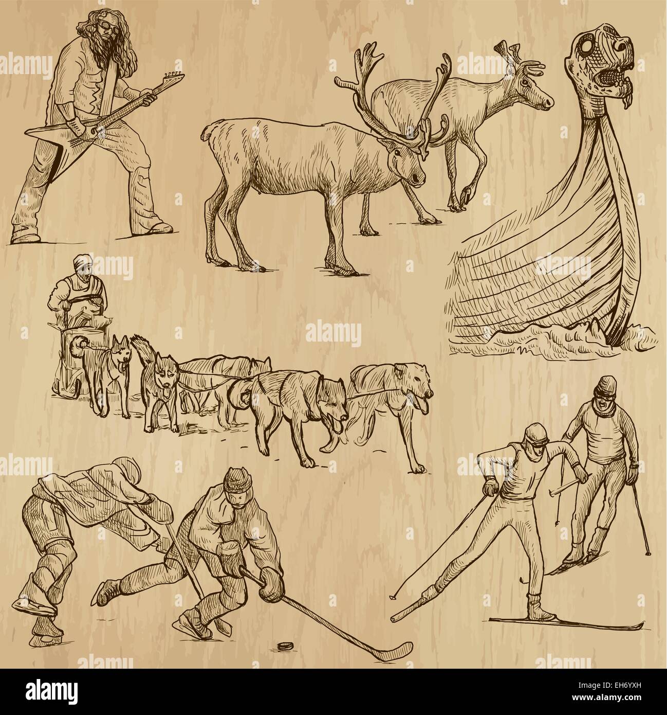 From the traveling series: SCANDINAVIA - Collection of an hand drawn ...