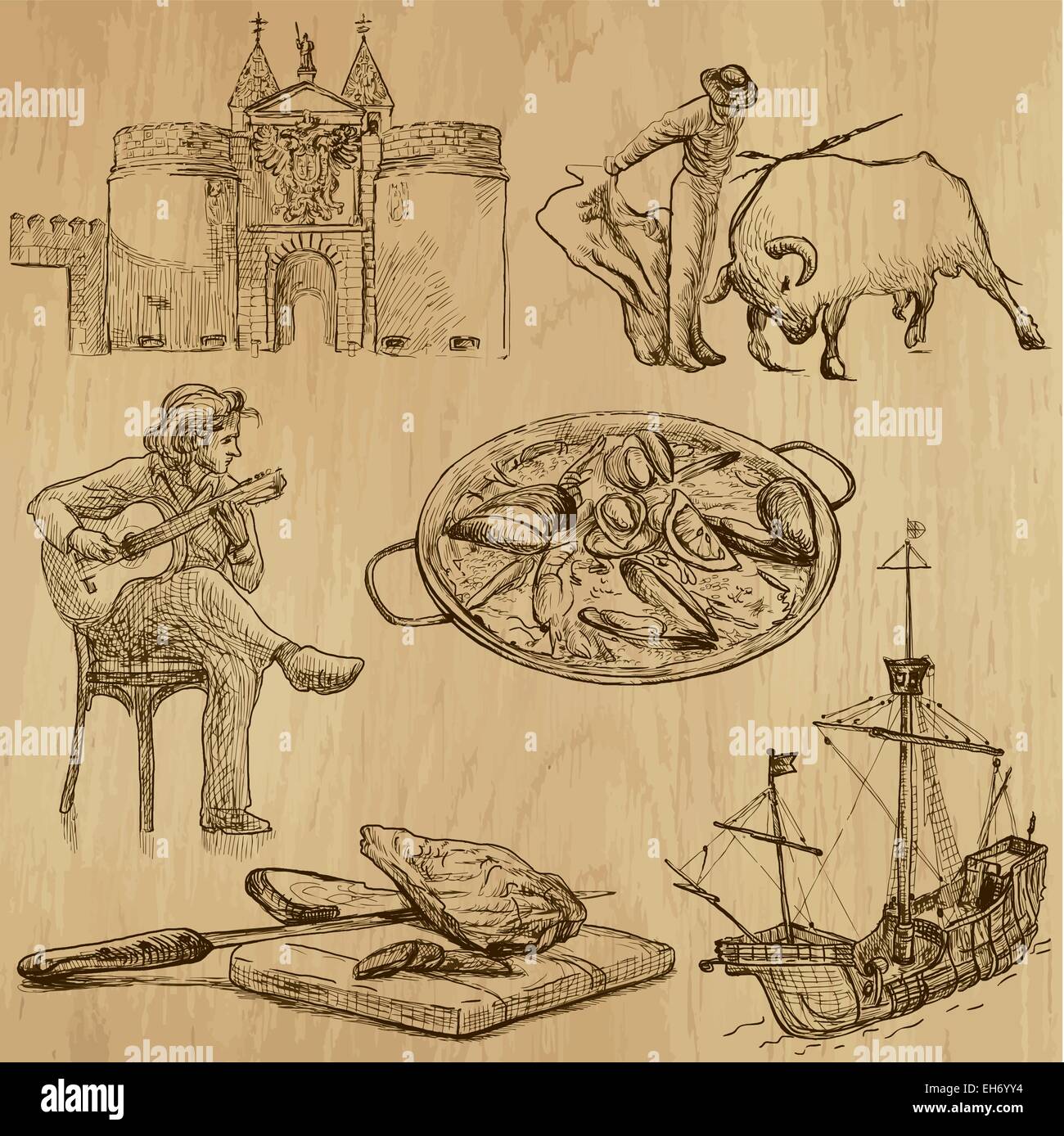 From the traveling series: SPAIN - Collection of an hand drawn ...