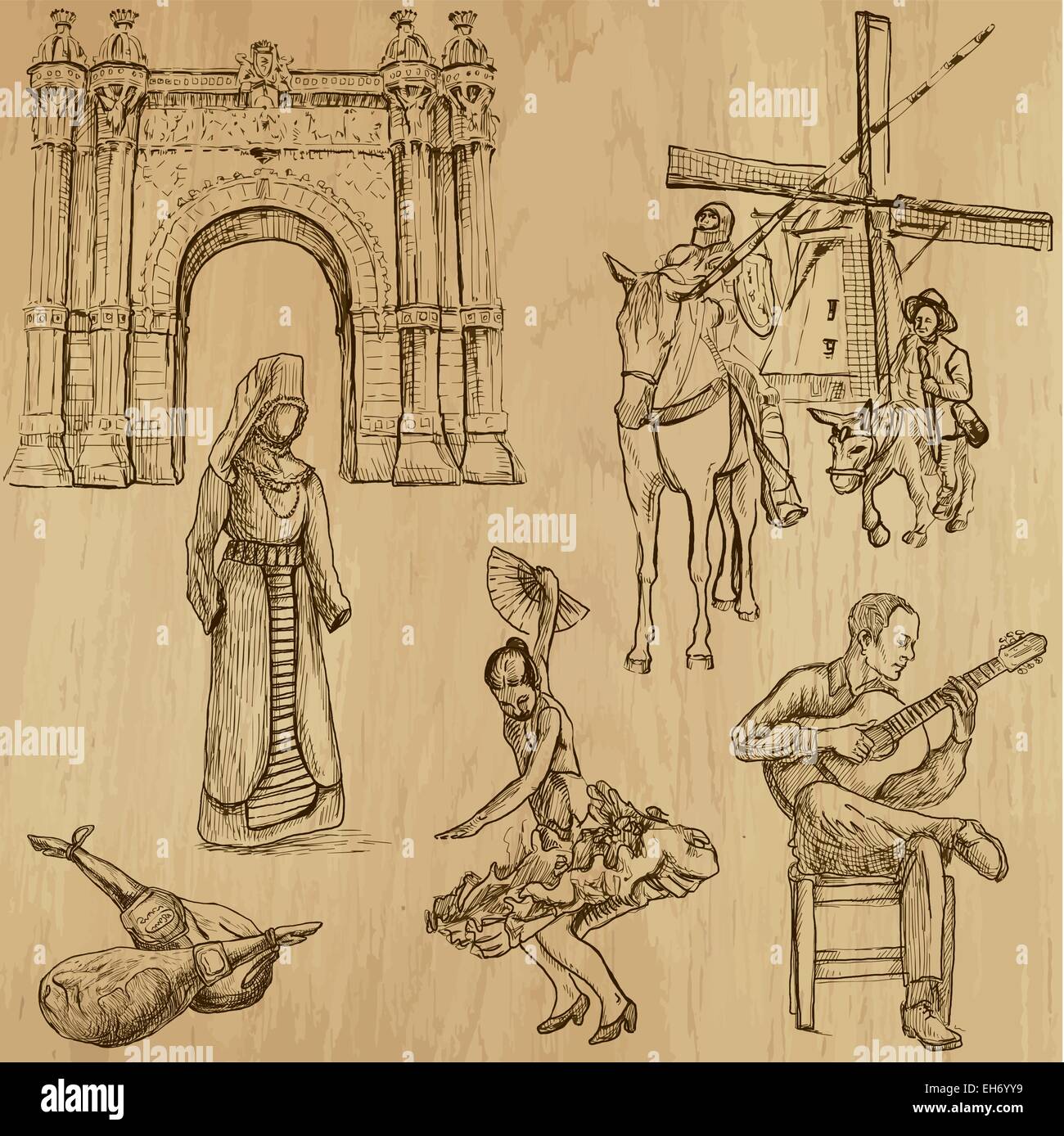 From the traveling series: SPAIN - Collection of an hand drawn ...