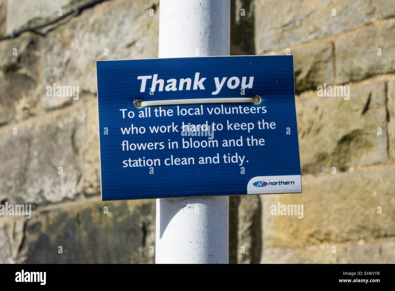 Northern Rail notice on Danby Train Station, Esk Valley Line, thanking ...