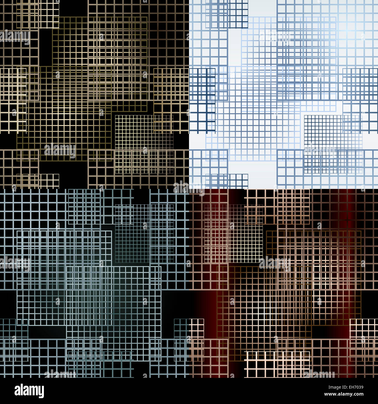 Set of lattice seamless patterns drawn with use gradients in fore ...