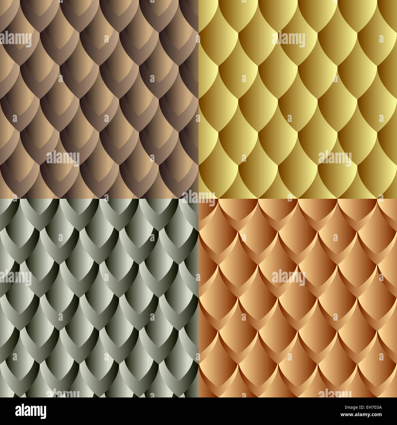 Set of dragon skin seamless patterns drawn with use gradients in fore ...