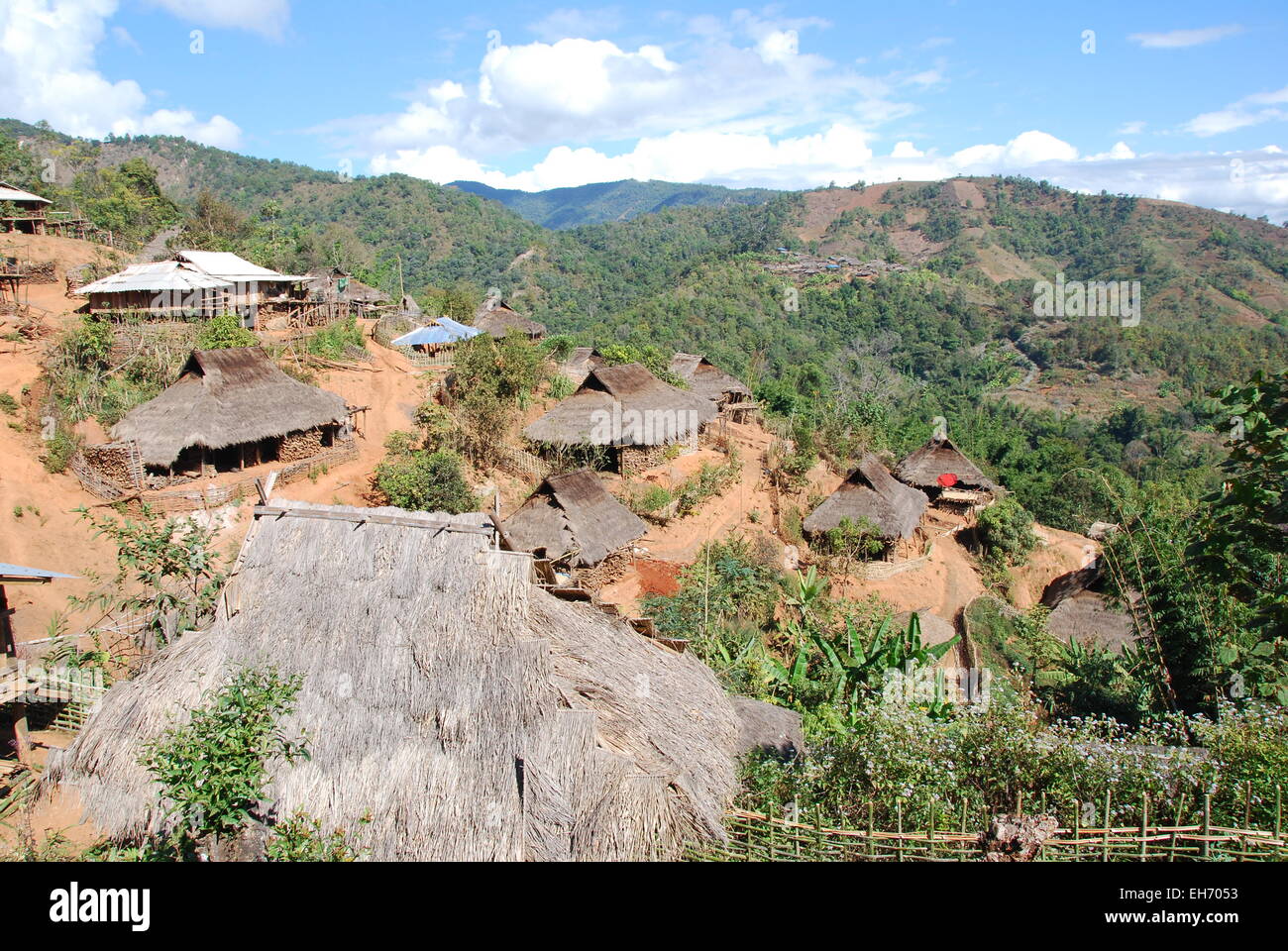 Landscape and Ann Village houses on hillside Stock Photo - Alamy