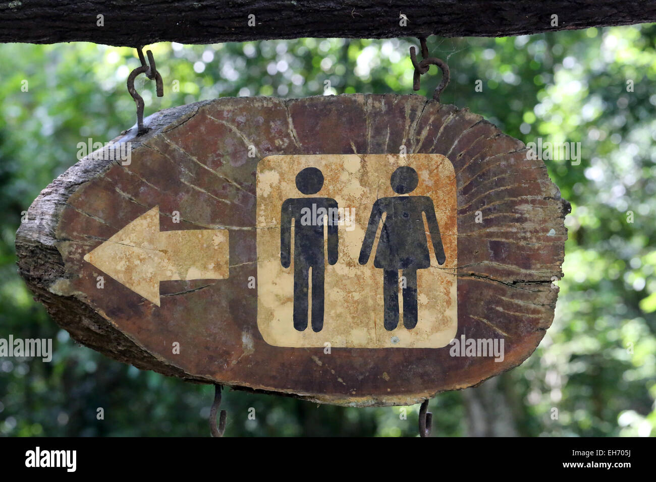 Signs for the way to the bathroom Stock Photo - Alamy