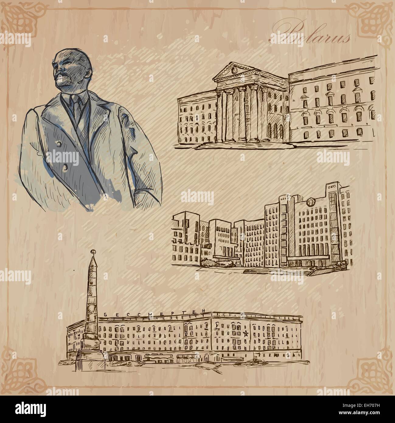 Traveling series: BELARUS (set no.1) - Collection of an hand drawn ...