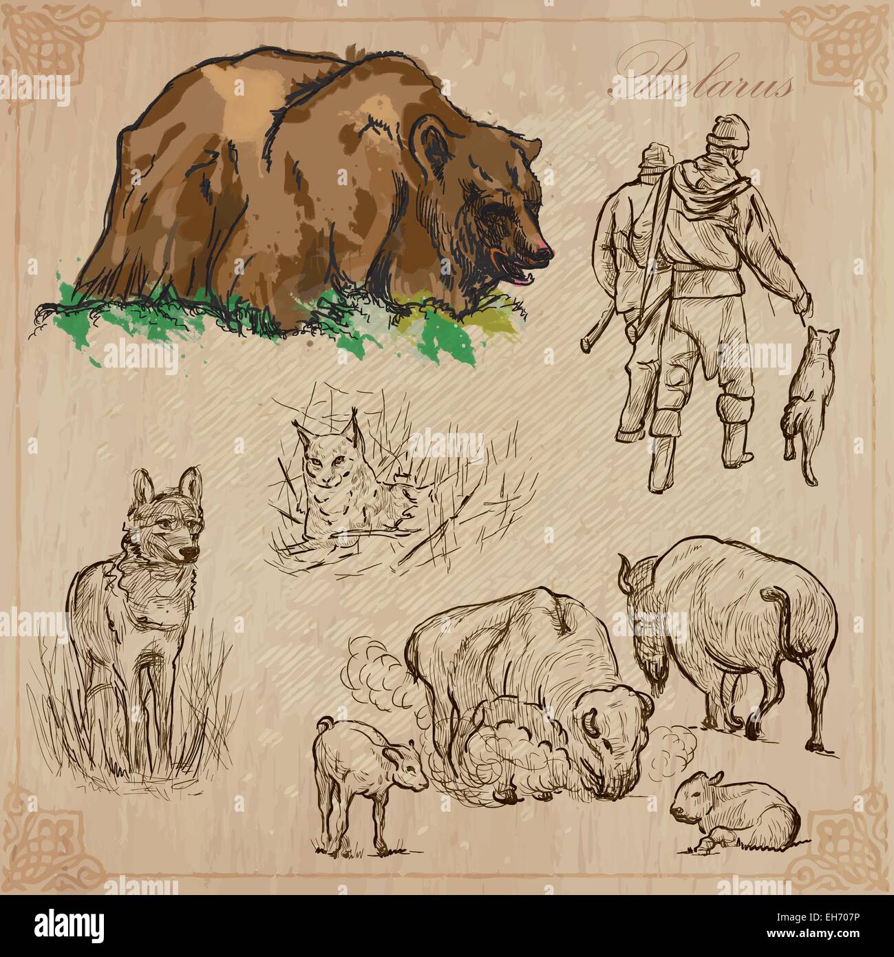 Traveling series: BELARUS (set no.5) - Collection of an hand drawn ...