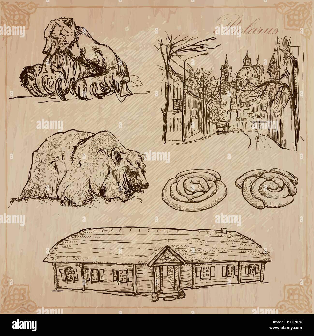 Traveling series: BELARUS (set no.7) - Collection of an hand drawn ...