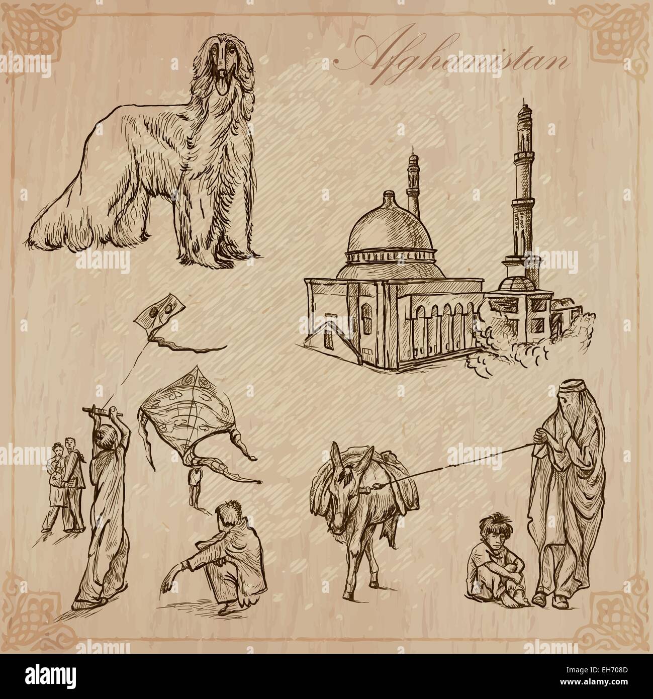 Traveling series: AFGHANISTAN (set no.1) - Collection of an hand drawn ...