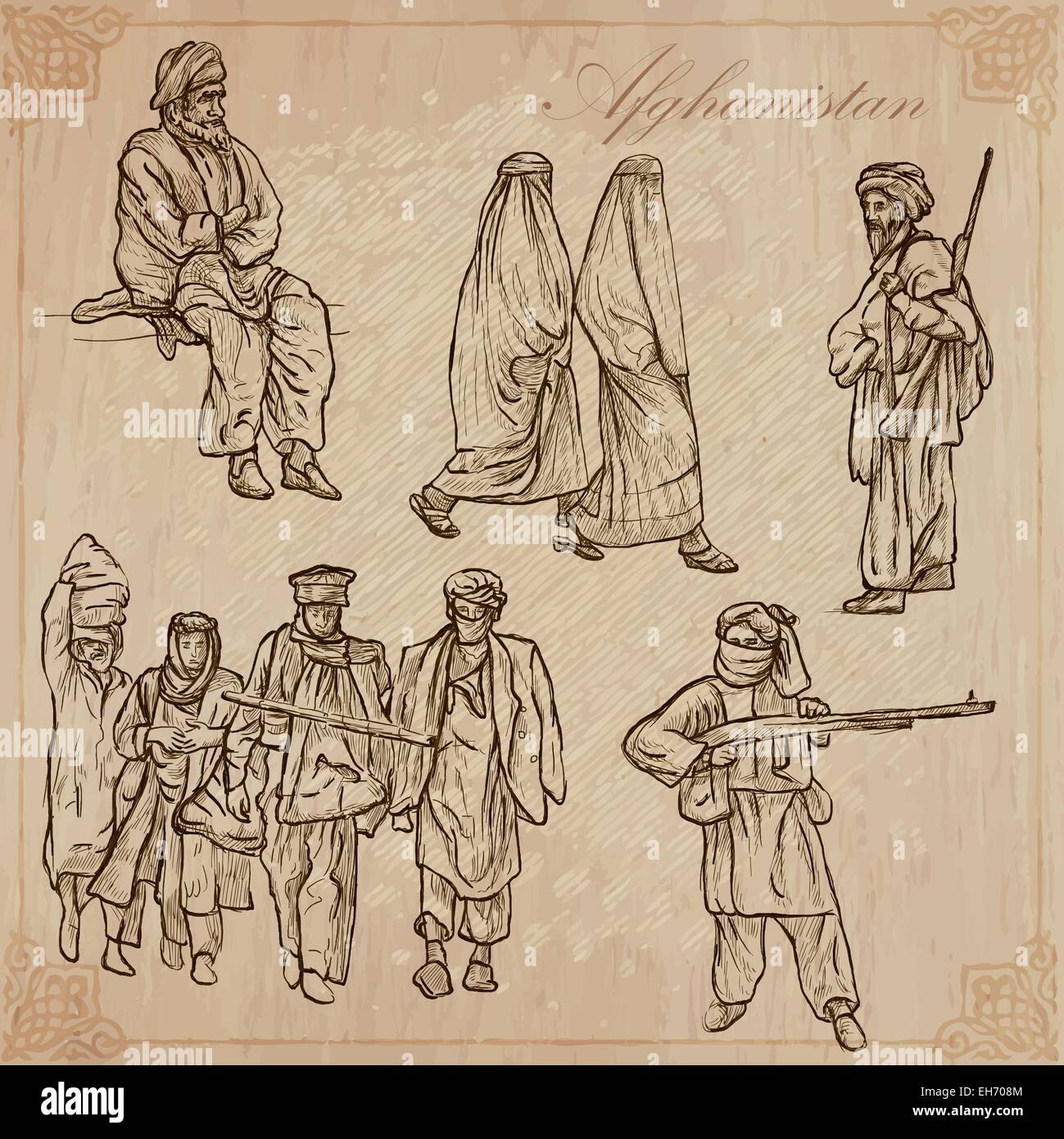 Traveling series: AFGHANISTAN (set no.1) - Collection of an hand drawn ...