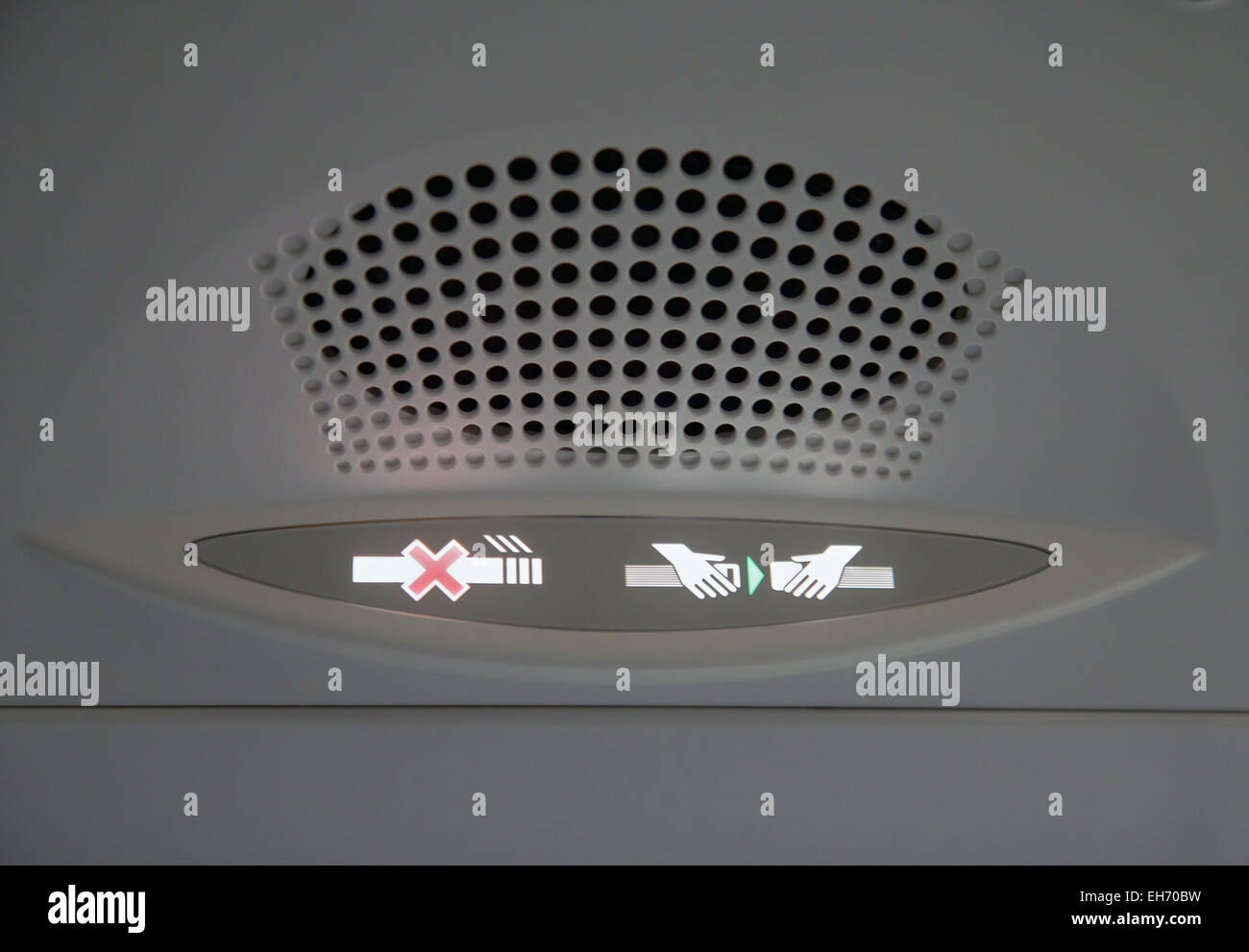 Interior air plane sign Stock Photo - Alamy