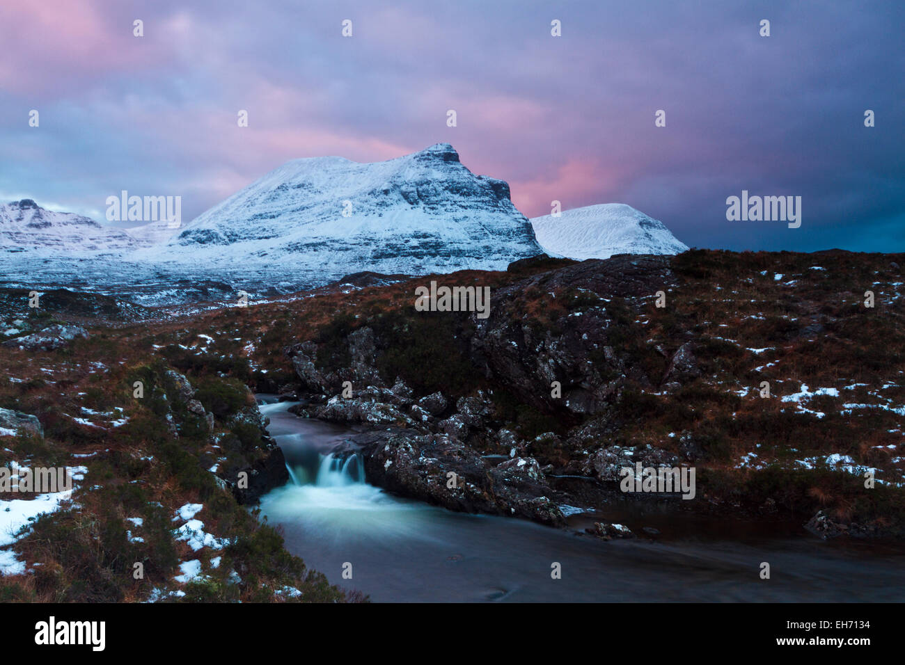 Quinag mountain and Unapool Burn, Sutherland Stock Photo - Alamy