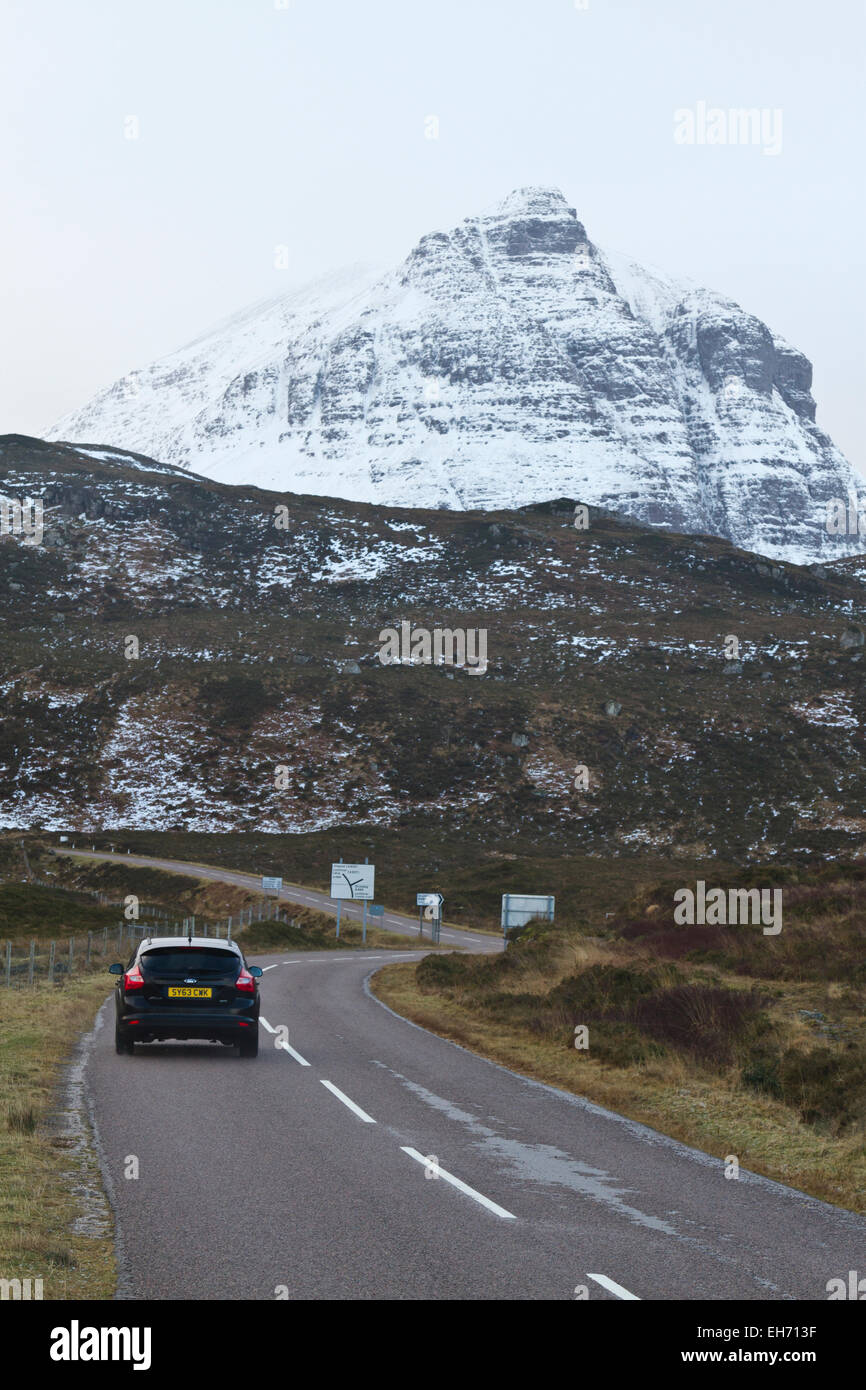 Car on A894 in Sutherland, North Scotland Stock Photo - Alamy