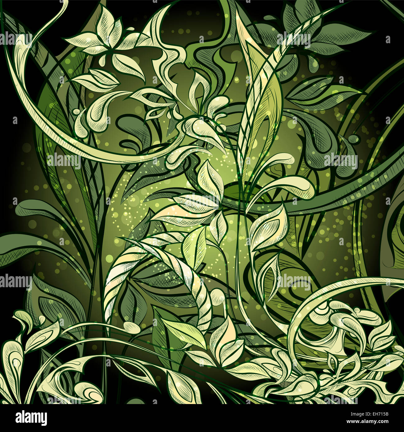 Illustration with midnight jungles drawn in cartoon style Stock Photo ...